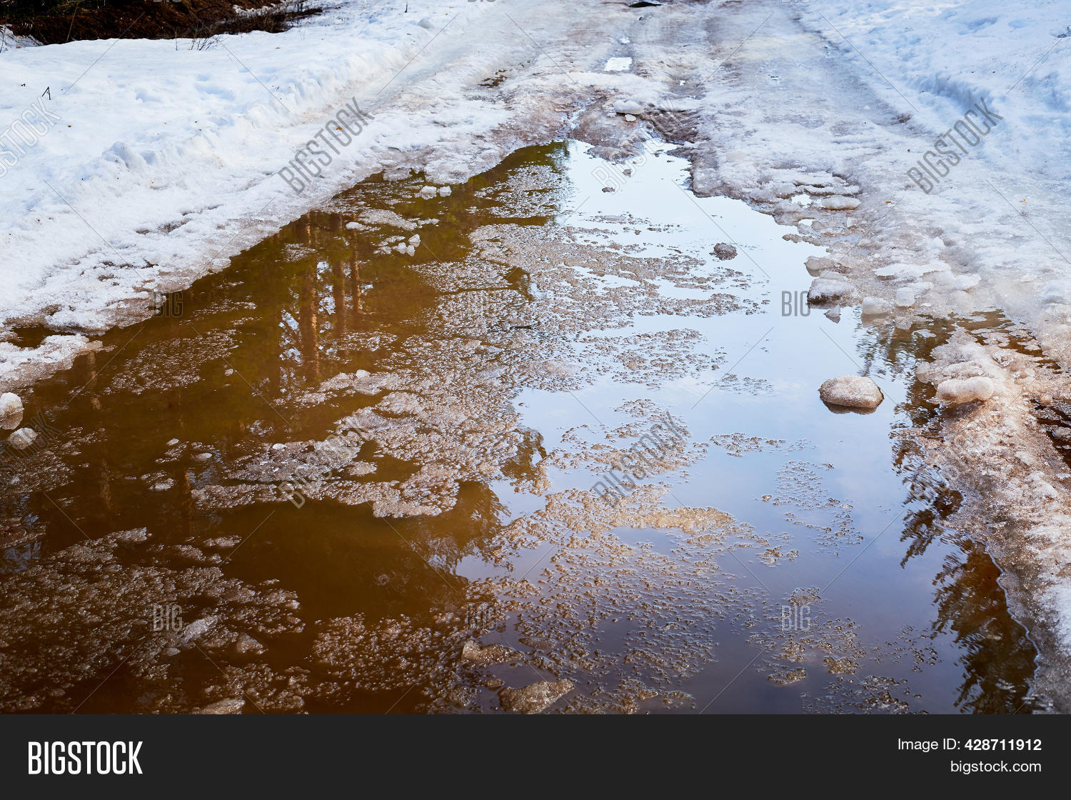 Ice Snow Puddles Image & Photo (Free Trial) | Bigstock