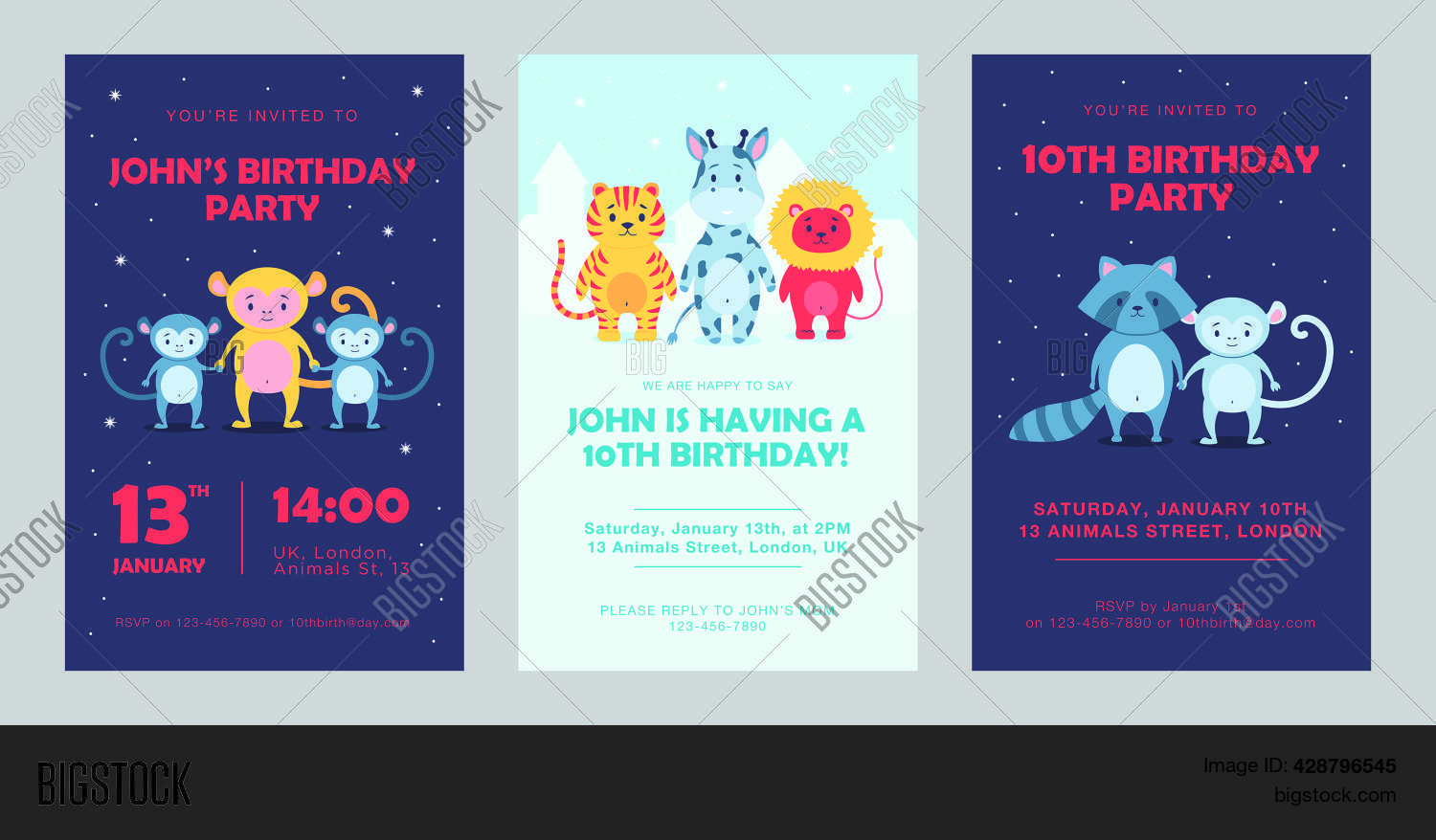 Wild Animal Birthday Vector & Photo (Free Trial) | Bigstock