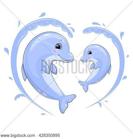 Cute Cartoon Dolphins Vector & Photo (Free Trial) | Bigstock