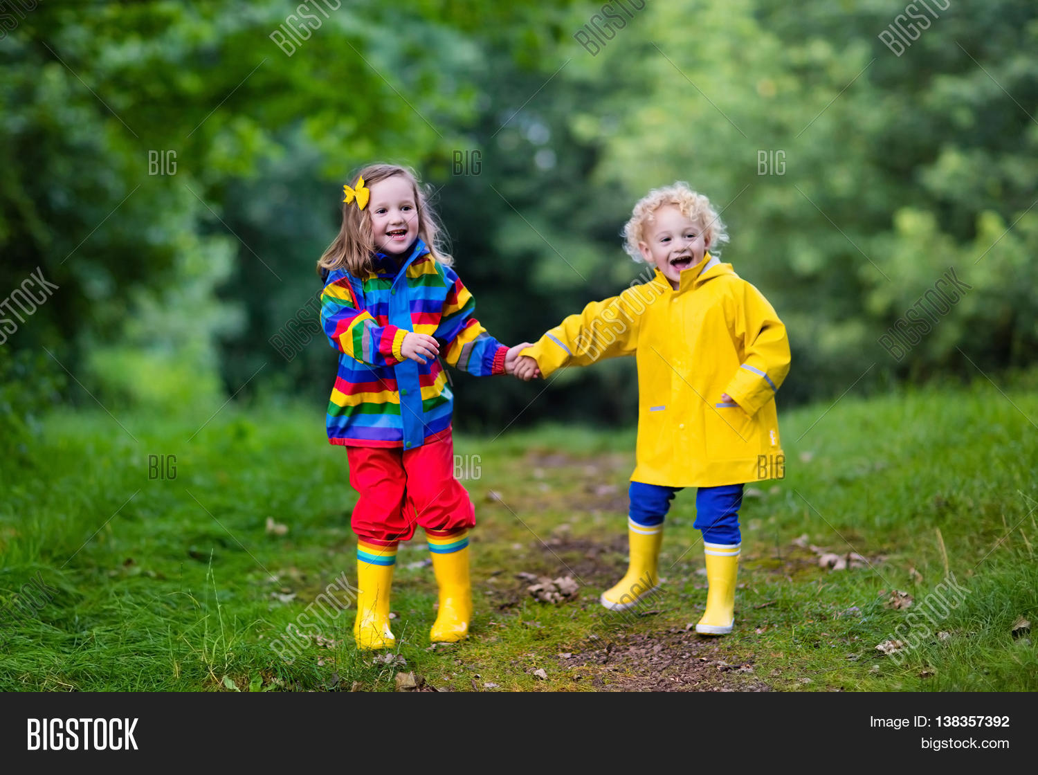 Kids Playing Rain Image & Photo (Free Trial) | Bigstock