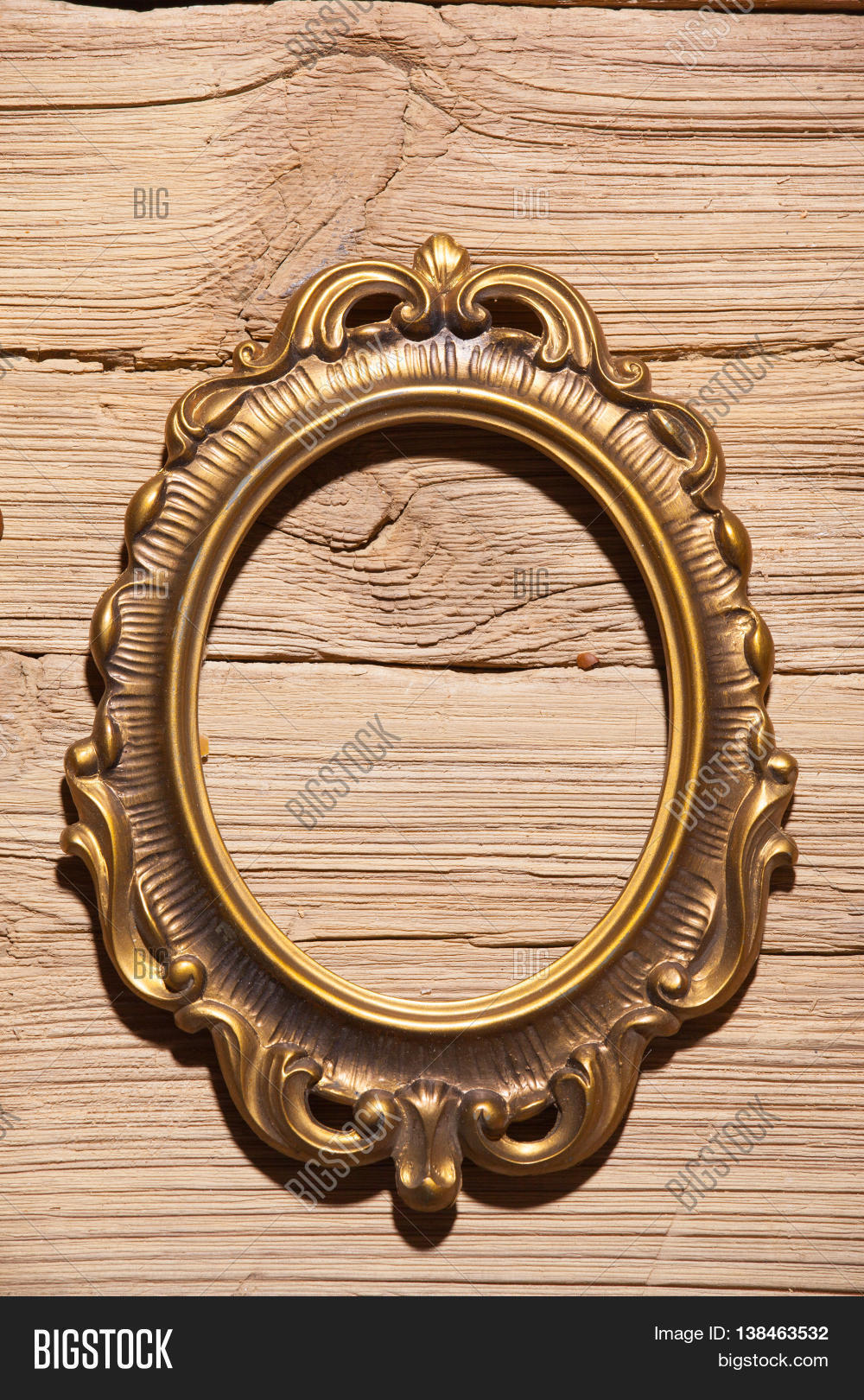 Golden Frame On Wood Image & Photo (Free Trial) | Bigstock
