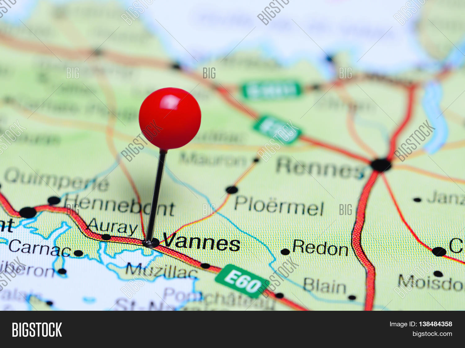 Vannes Pinned On Map Image & Photo (Free Trial) | Bigstock
