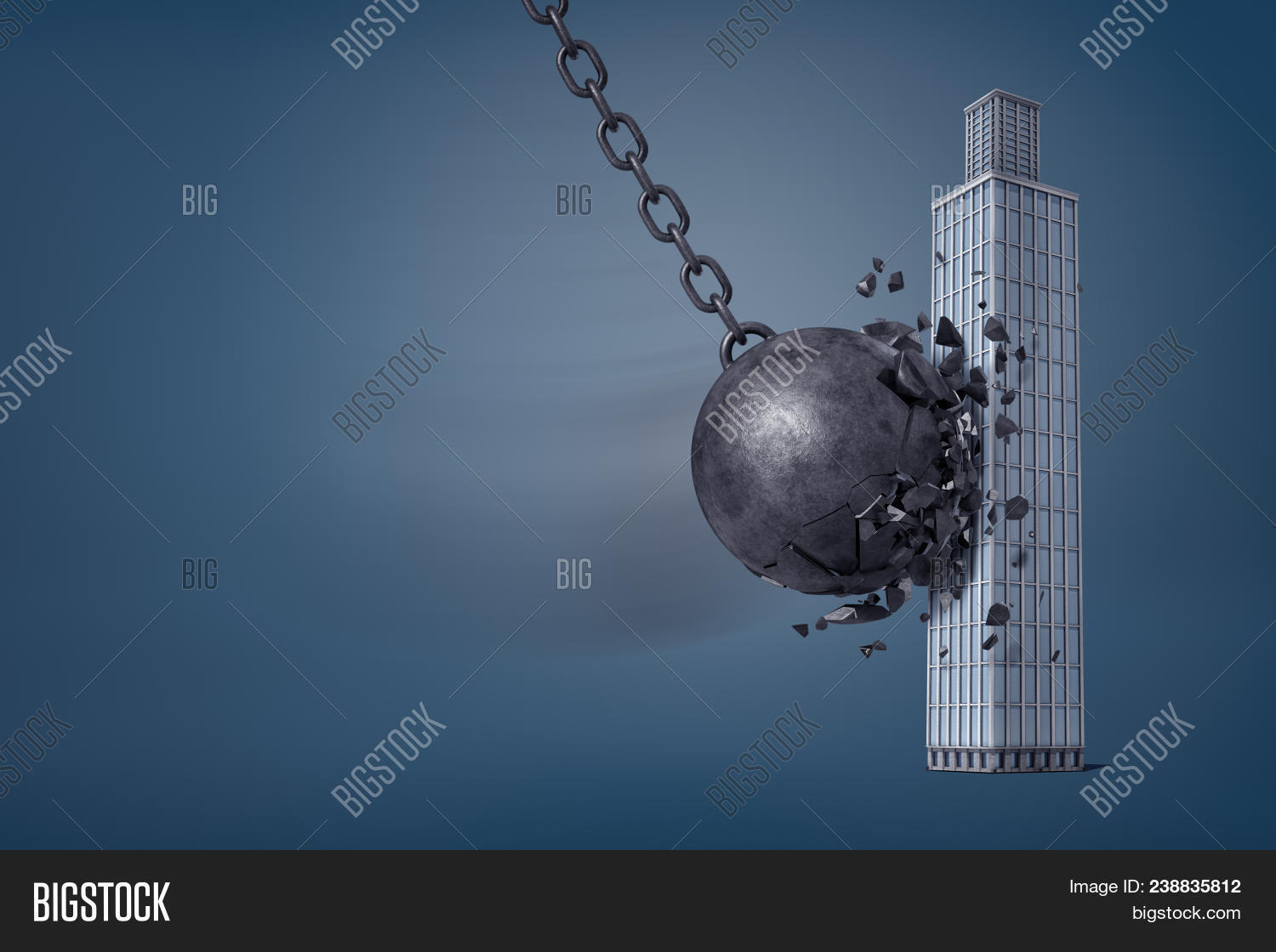 Wrecking Ball Hitting Building