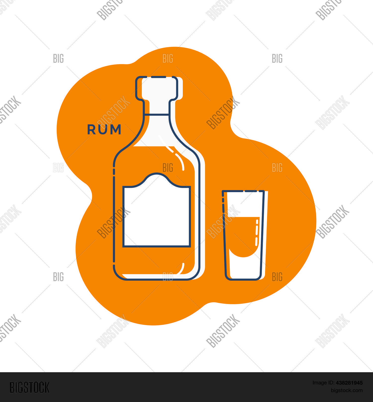 Bottle Glass Rum Line Vector & Photo (Free Trial) | Bigstock