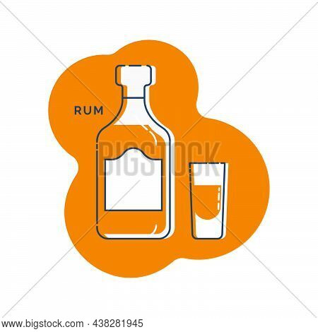 Bottle Glass Rum Line Vector & Photo (Free Trial) | Bigstock