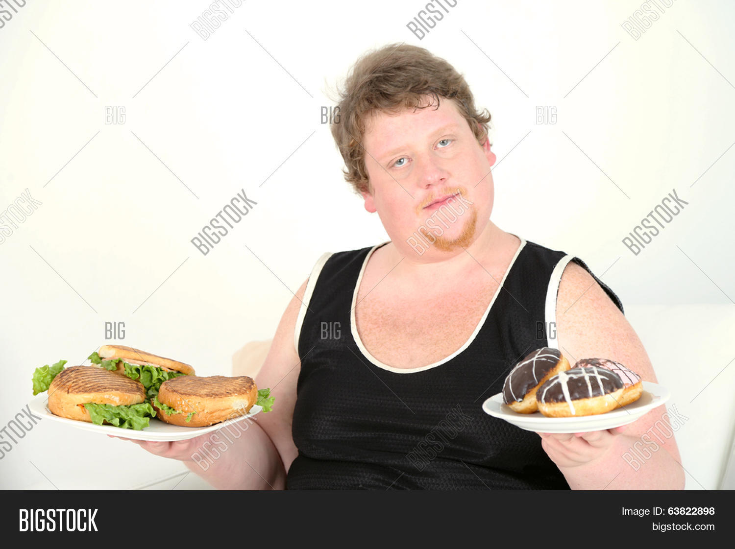 Fat Man Holding Plates Image & Photo (Free Trial) | Bigstock