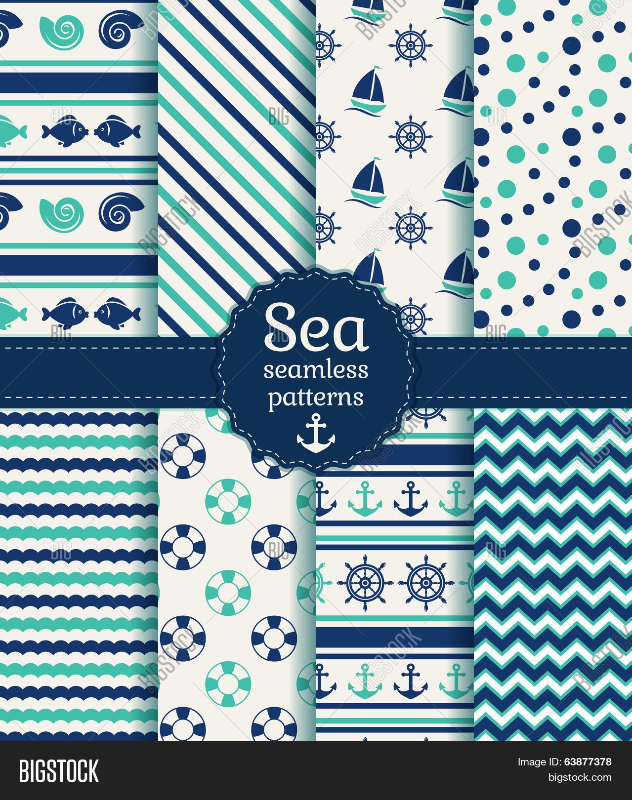 Sea Seamless Patterns Vector & Photo (Free Trial) | Bigstock