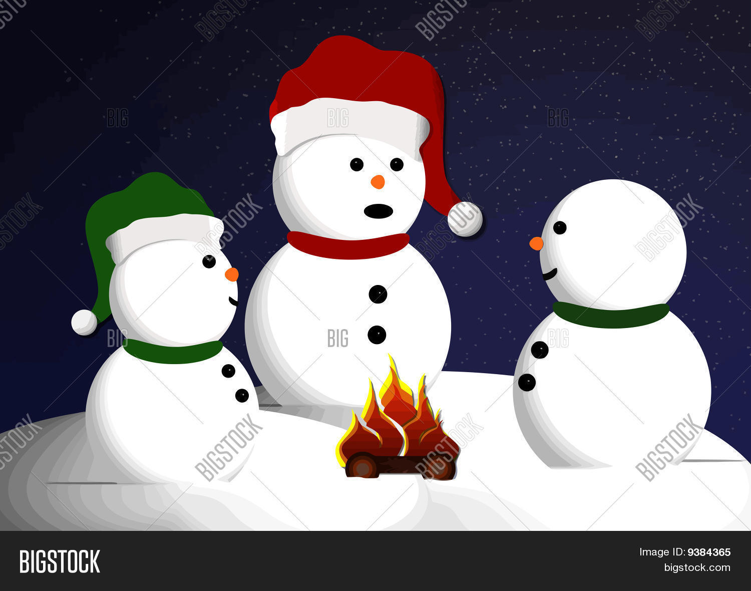 Snowman Campfire Vector & Photo (Free Trial) | Bigstock
