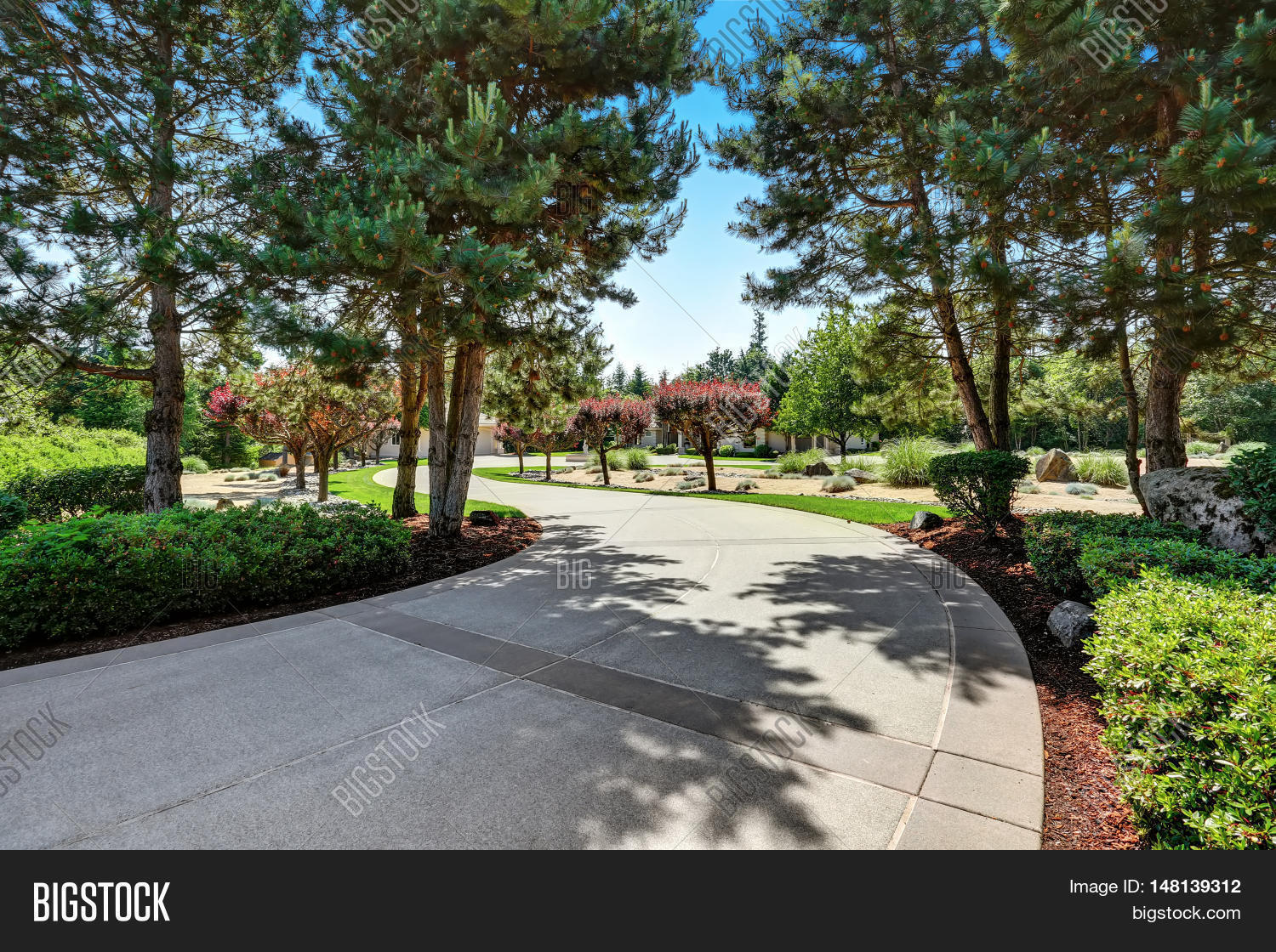Long Concrete Driveway Image & Photo (Free Trial) | Bigstock