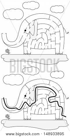 Easy Elephant Maze Vector & Photo (Free Trial) | Bigstock