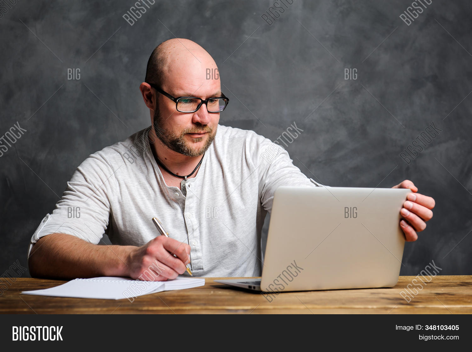 Man Computer Writes Image & Photo (Free Trial) | Bigstock