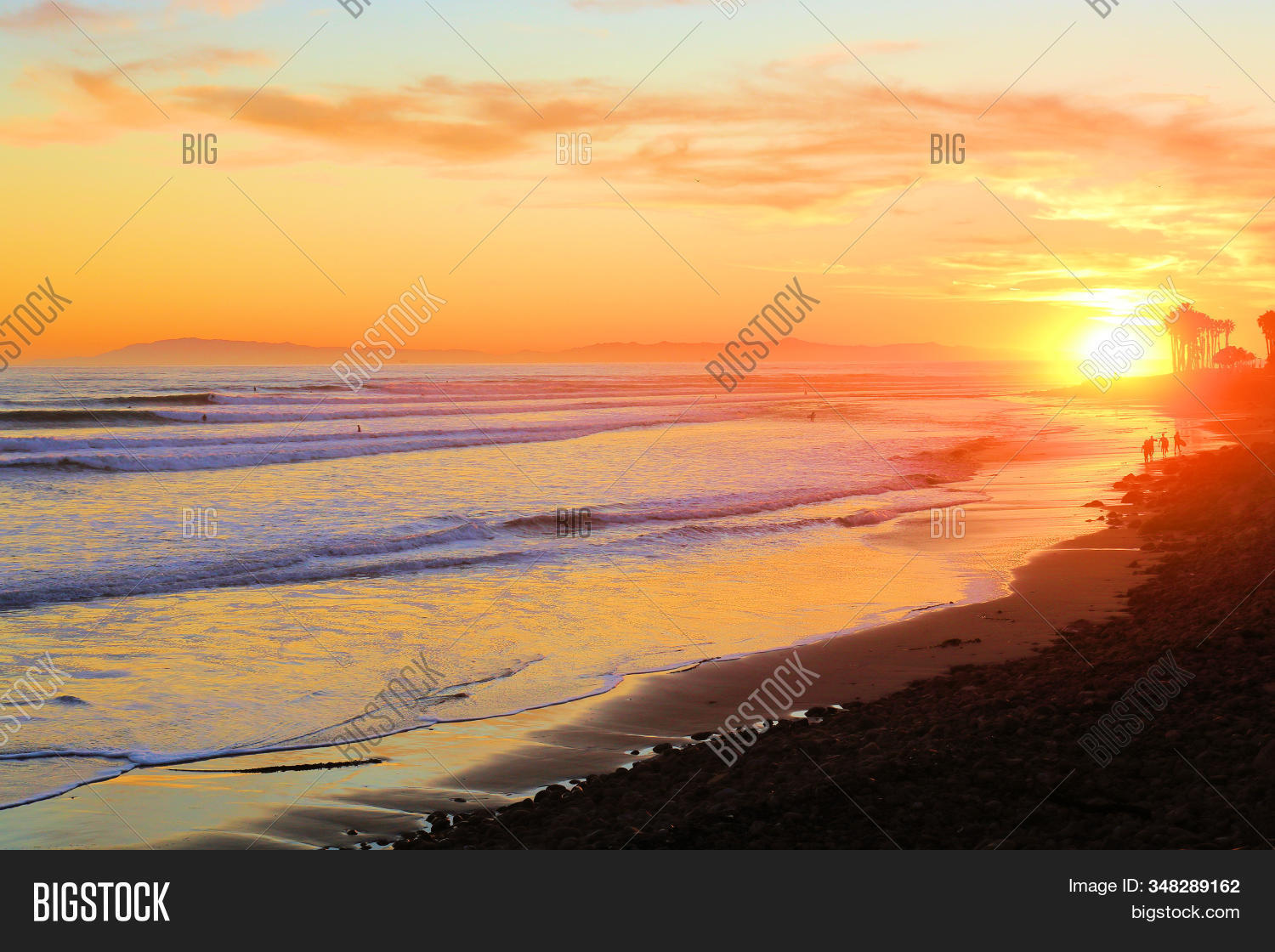 Sunset On Vast Beach Image & Photo (Free Trial) | Bigstock