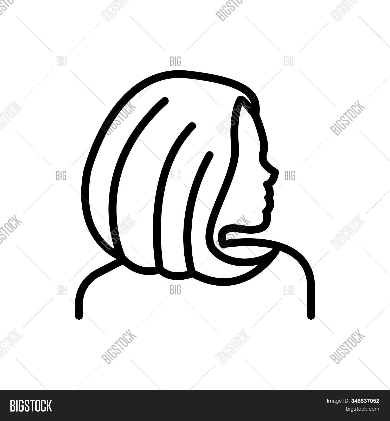 Black Line Icon Hair Vector & Photo (Free Trial) | Bigstock