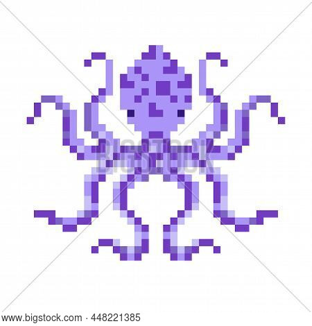 Pixel Art Octopus Sea Vector & Photo (Free Trial) | Bigstock