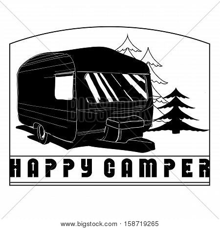 Vector illustration of Vintage Hand Drawn logos design, Camper trailer ...