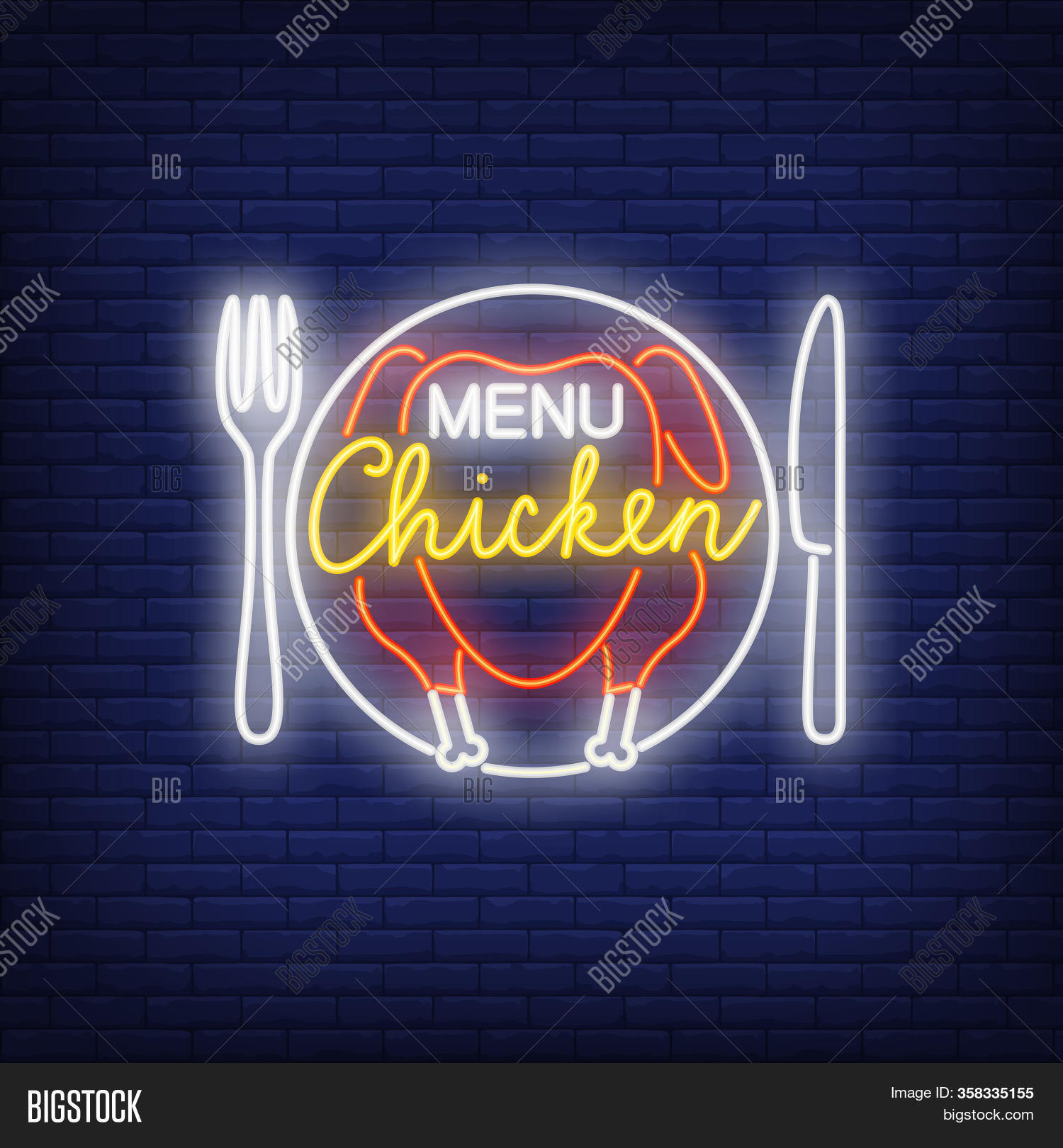 Menu Chicken Neon Sign Image & Photo (Free Trial) | Bigstock