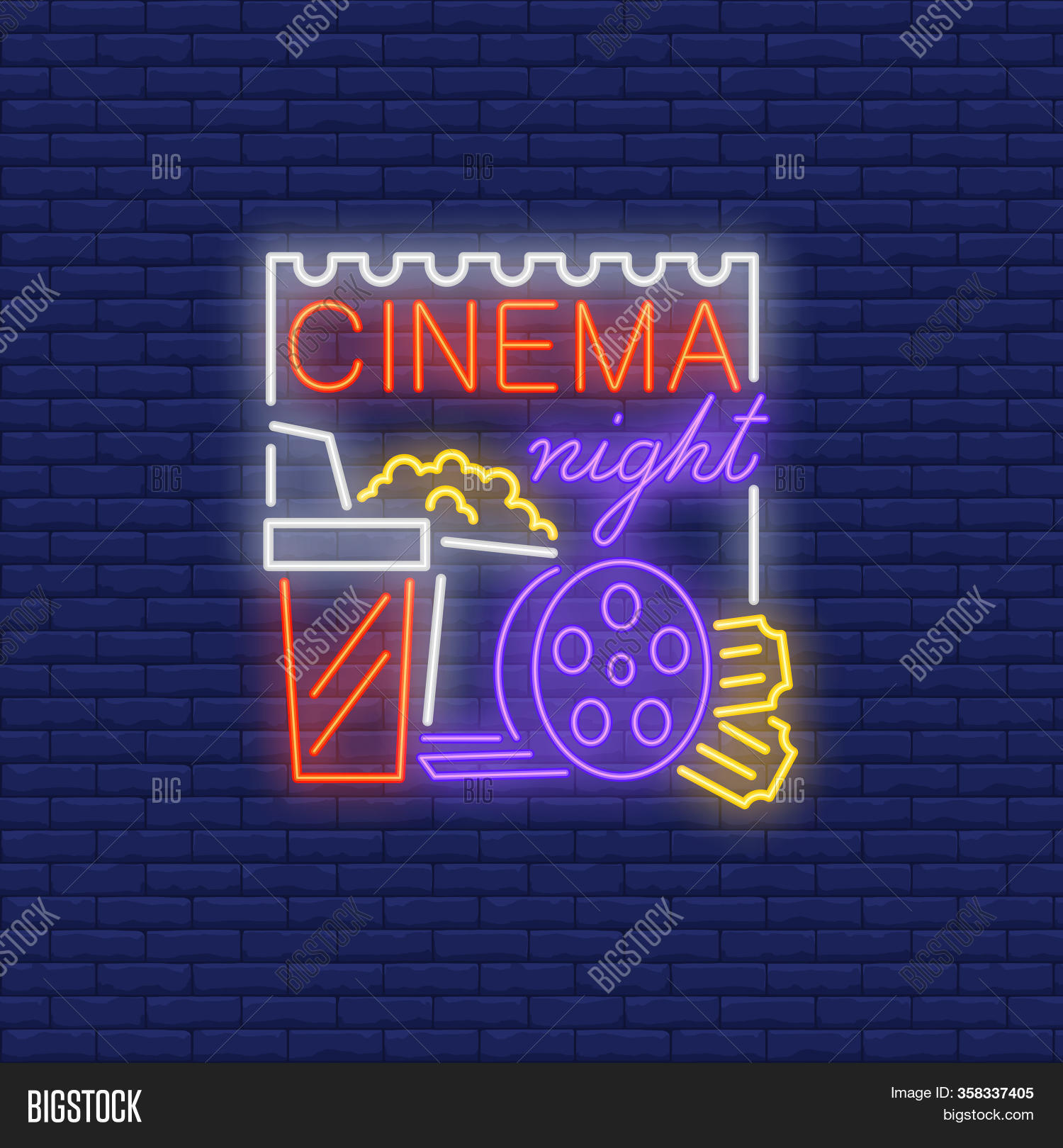 Cinema Night Neon Sign Image & Photo (Free Trial) | Bigstock