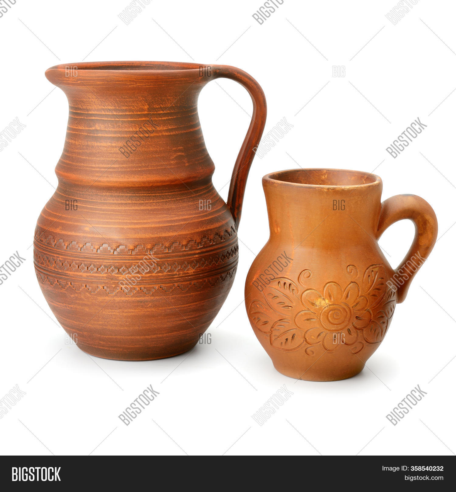 Clay Jugs Isolated On Image & Photo (Free Trial) | Bigstock