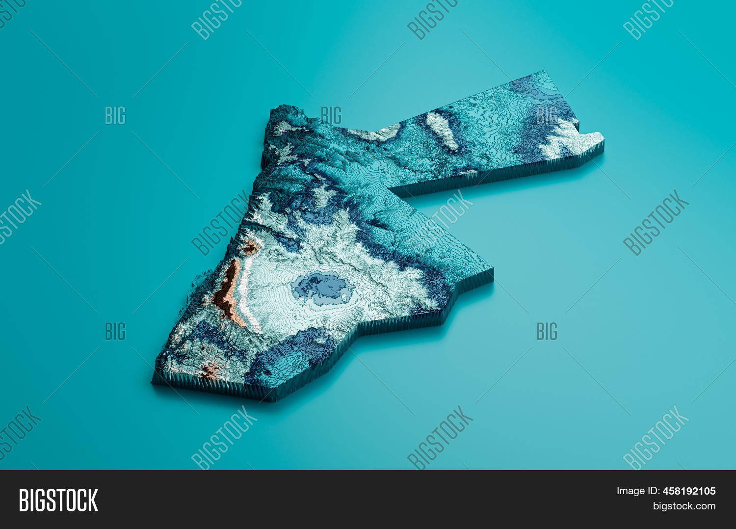 Topographic Jordan Map Image & Photo (Free Trial) | Bigstock