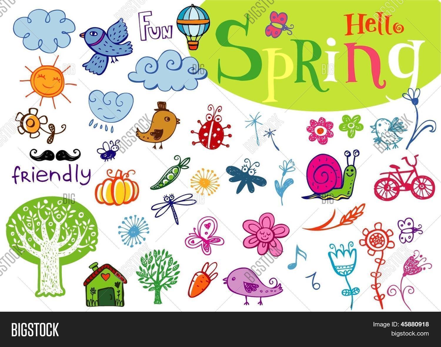 Hello Spring! Set Vector & Photo (Free Trial) | Bigstock