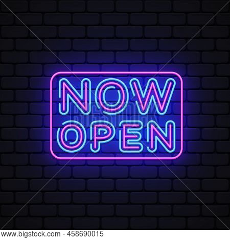 Now Open Neon On Vector & Photo (Free Trial) | Bigstock