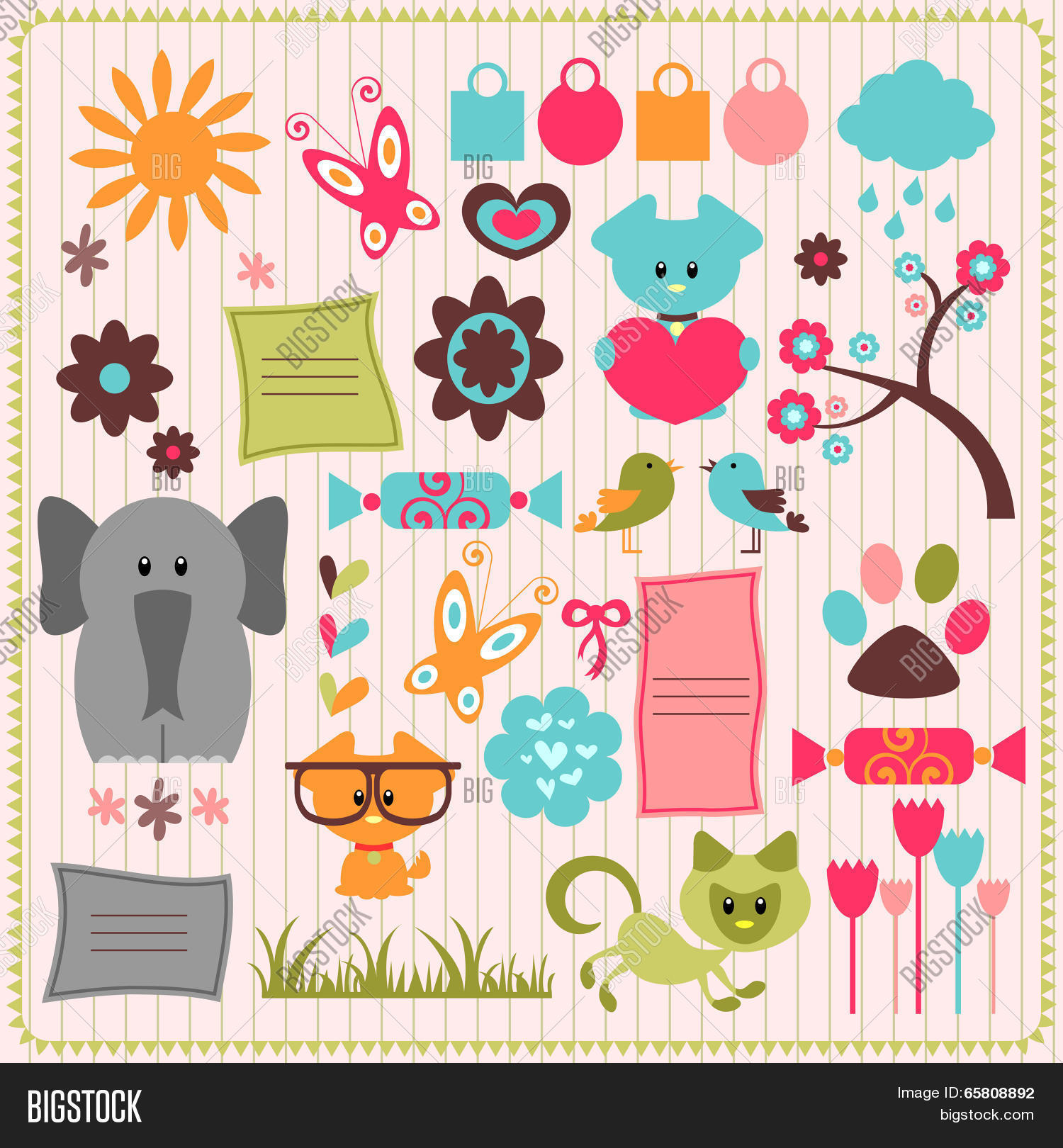 Set Cute Scrapbook Vector & Photo (Free Trial) | Bigstock