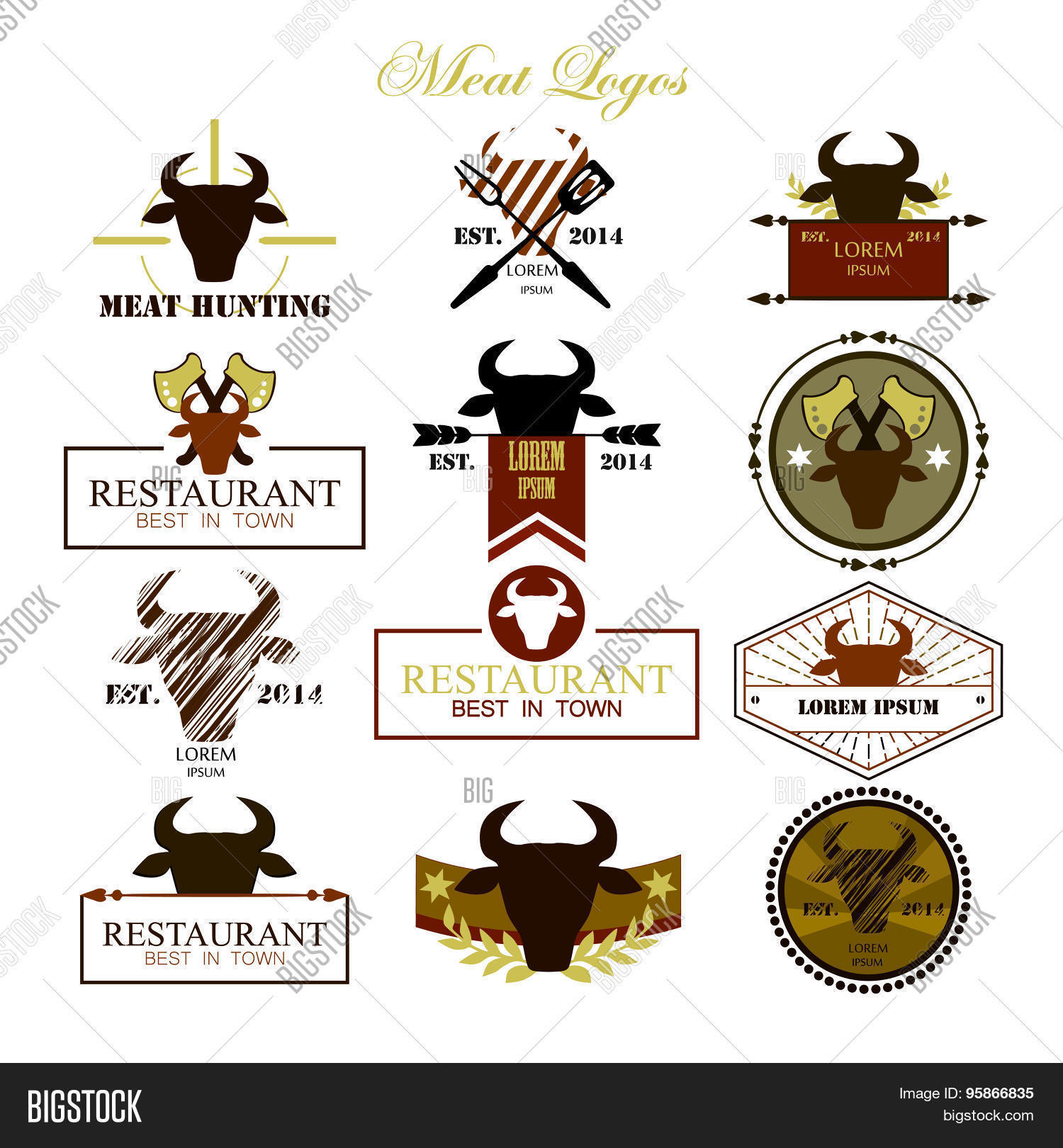 Meat Logos, Badges, Vector & Photo (Free Trial) | Bigstock