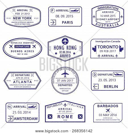 Visa Stamp Set. Vector & Photo (Free Trial) | Bigstock