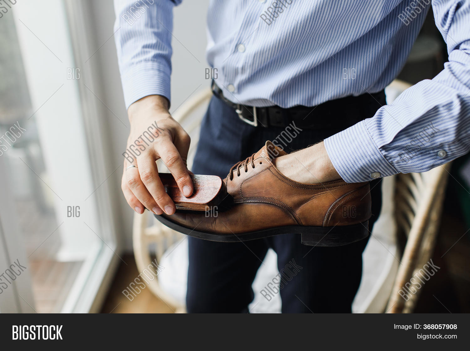 Man Cleans Shoes Brush Image & Photo (Free Trial) | Bigstock