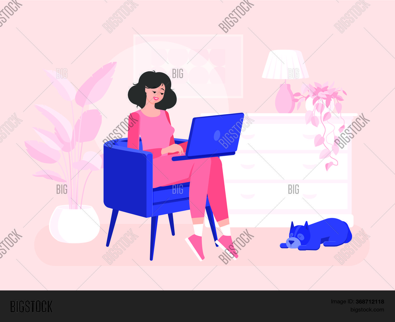Girl Freelancer Vector & Photo (Free Trial) | Bigstock