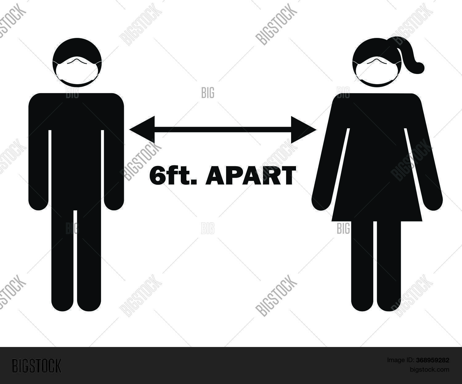 6 Ft. Apart Man Woman Vector & Photo (Free Trial) | Bigstock