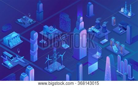 Smart Grid City 3d Vector & Photo (Free Trial) | Bigstock