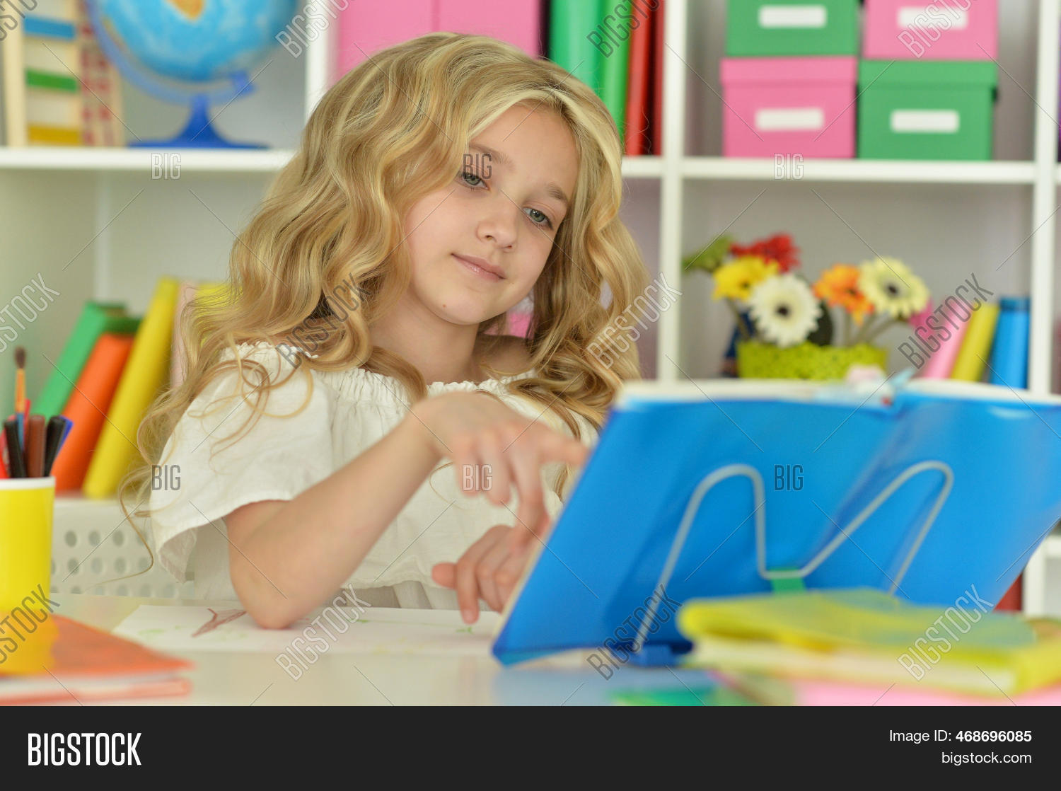 Little Girl Studying Image & Photo (Free Trial) | Bigstock