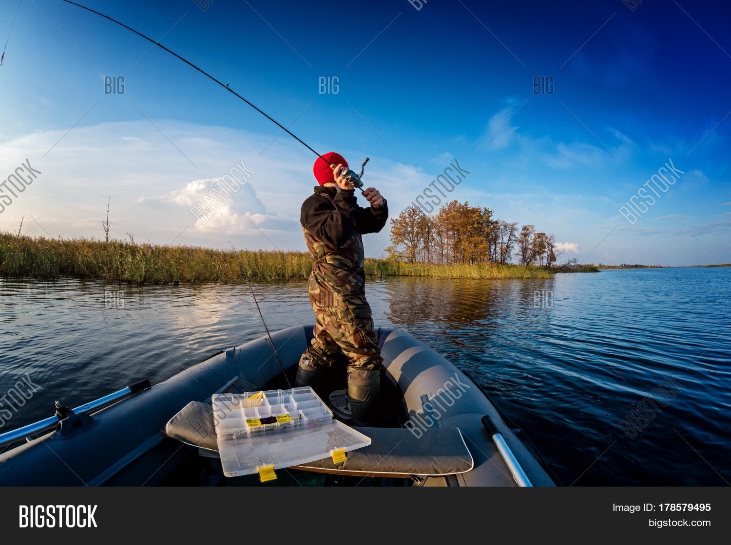 Man Fishing Boat On Image & Photo (Free Trial) | Bigstock