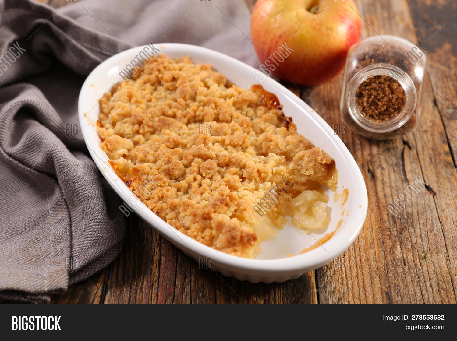 Apple Crumble On Wood Image & Photo (Free Trial) | Bigstock