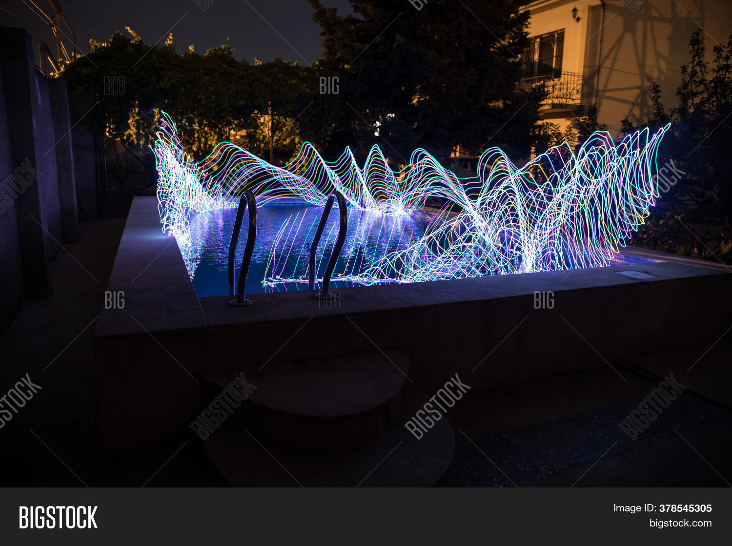 Pool Waterfall Night Image & Photo (Free Trial) | Bigstock