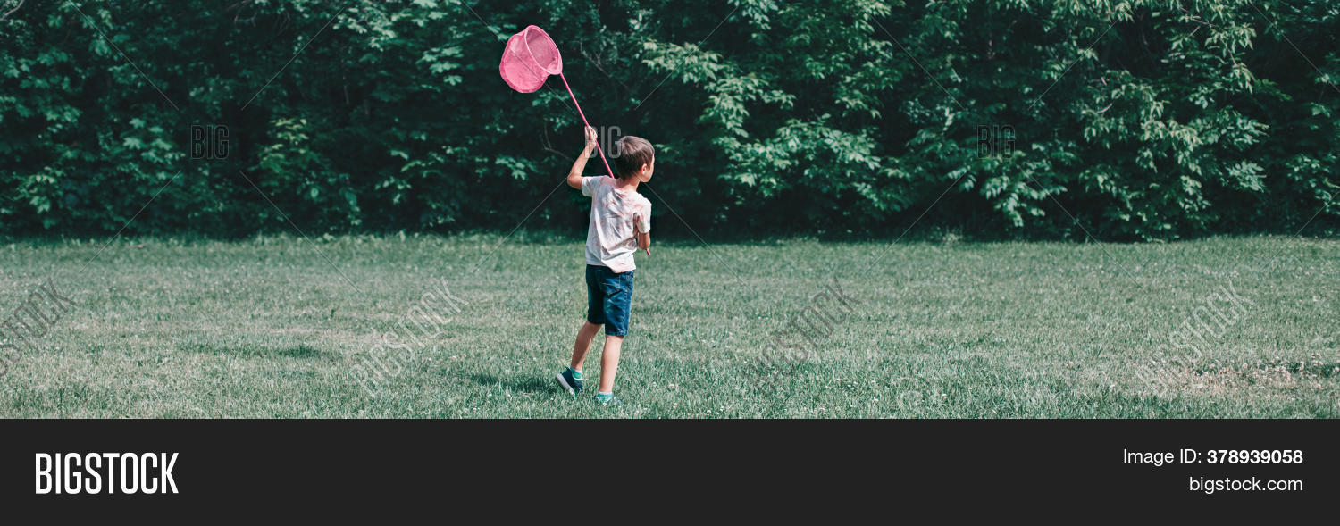 Boy Pink Butterfly Net Image & Photo (Free Trial) | Bigstock