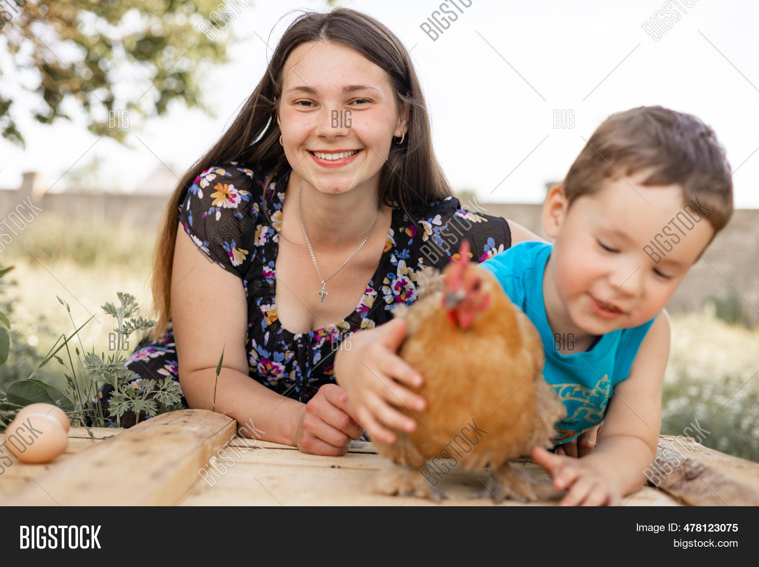 Kid Hugs Chicken. Image & Photo (Free Trial) | Bigstock