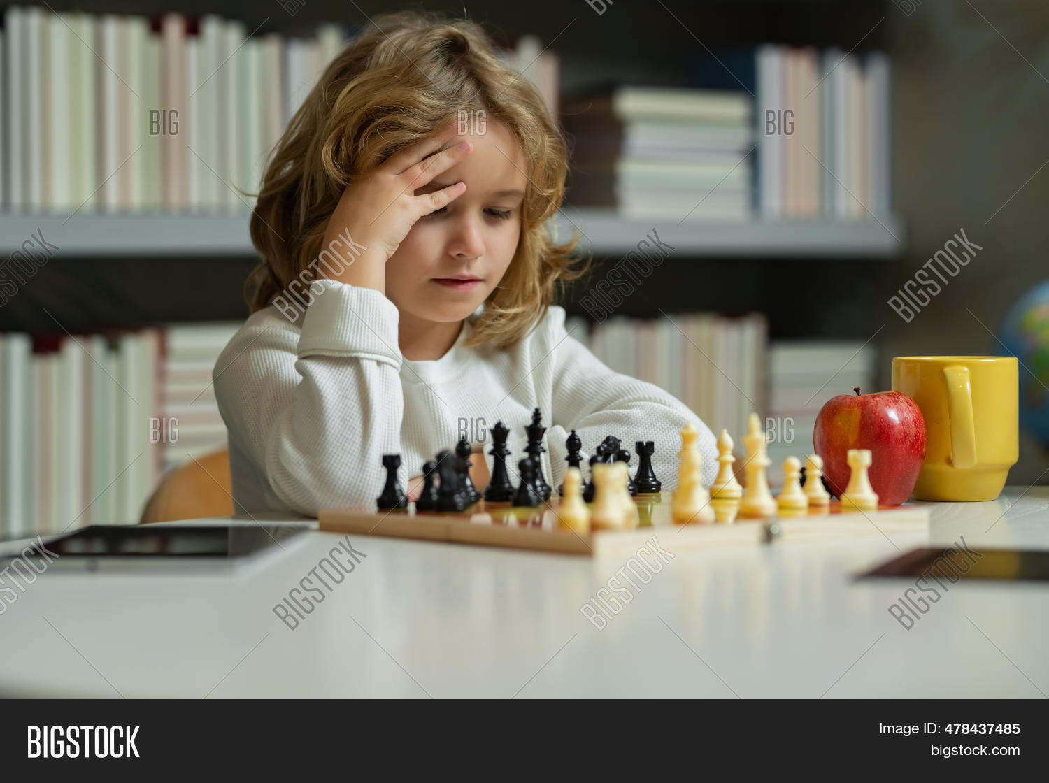 Kid Thinking Chess. Image & Photo (Free Trial) | Bigstock