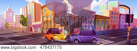 Car Accident On City Vector & Photo (Free Trial) | Bigstock