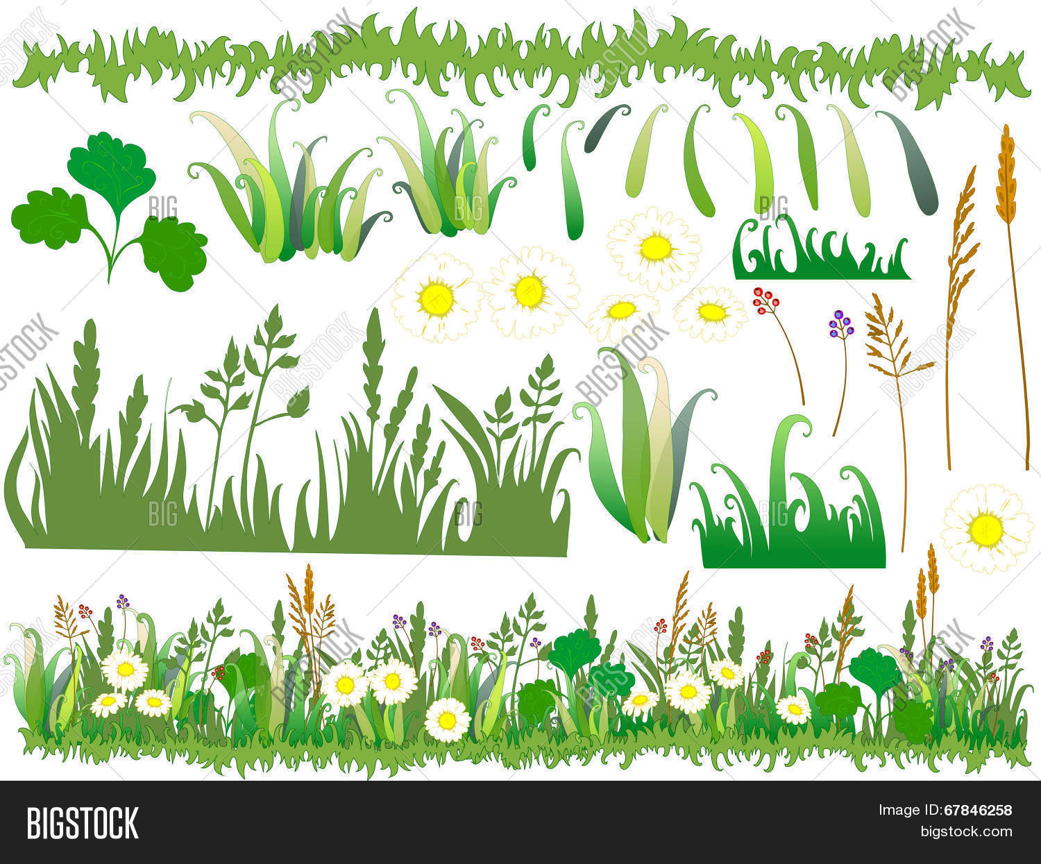 Cartoon Grass Flowers Image & Photo (Free Trial) | Bigstock