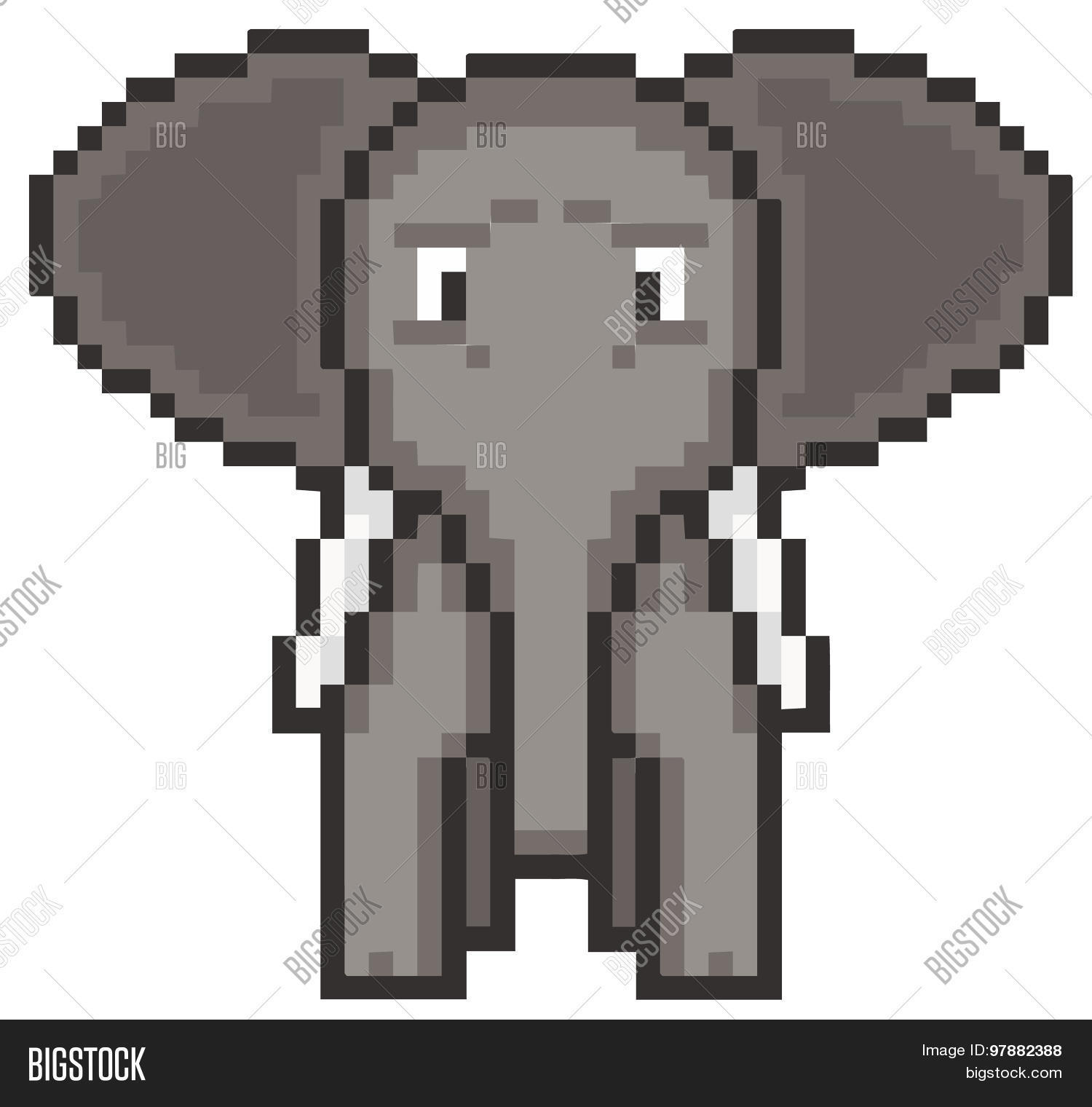 Pixel Art Elephant Vector & Photo (Free Trial) | Bigstock