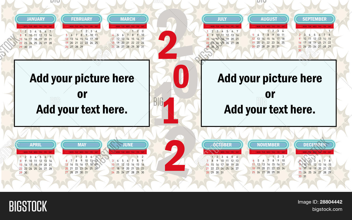 2012 Vector Calendar Vector & Photo (Free Trial) | Bigstock