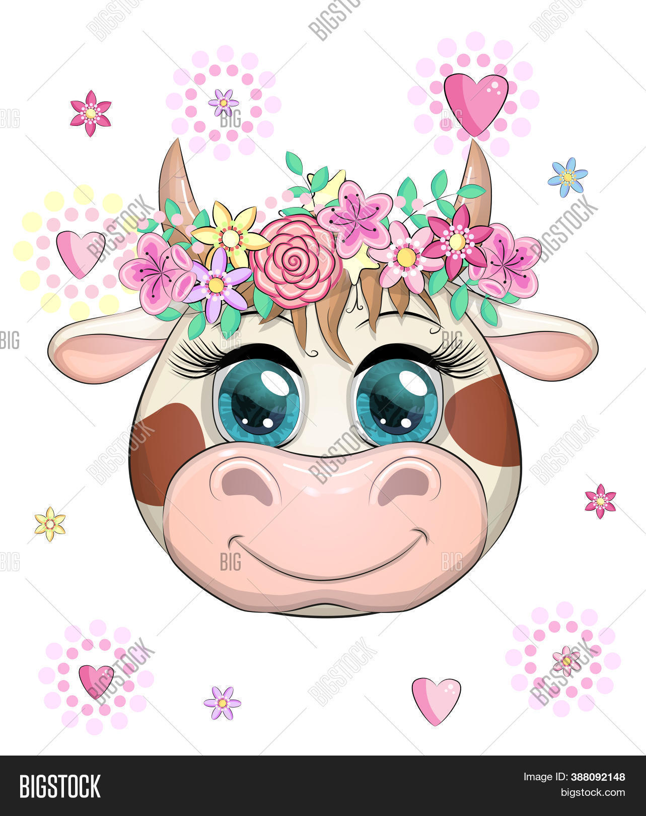 Cute Cartoon Face Cow Image & Photo (Free Trial) | Bigstock