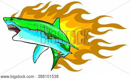 Danger Shark Flames Vector & Photo (Free Trial) | Bigstock