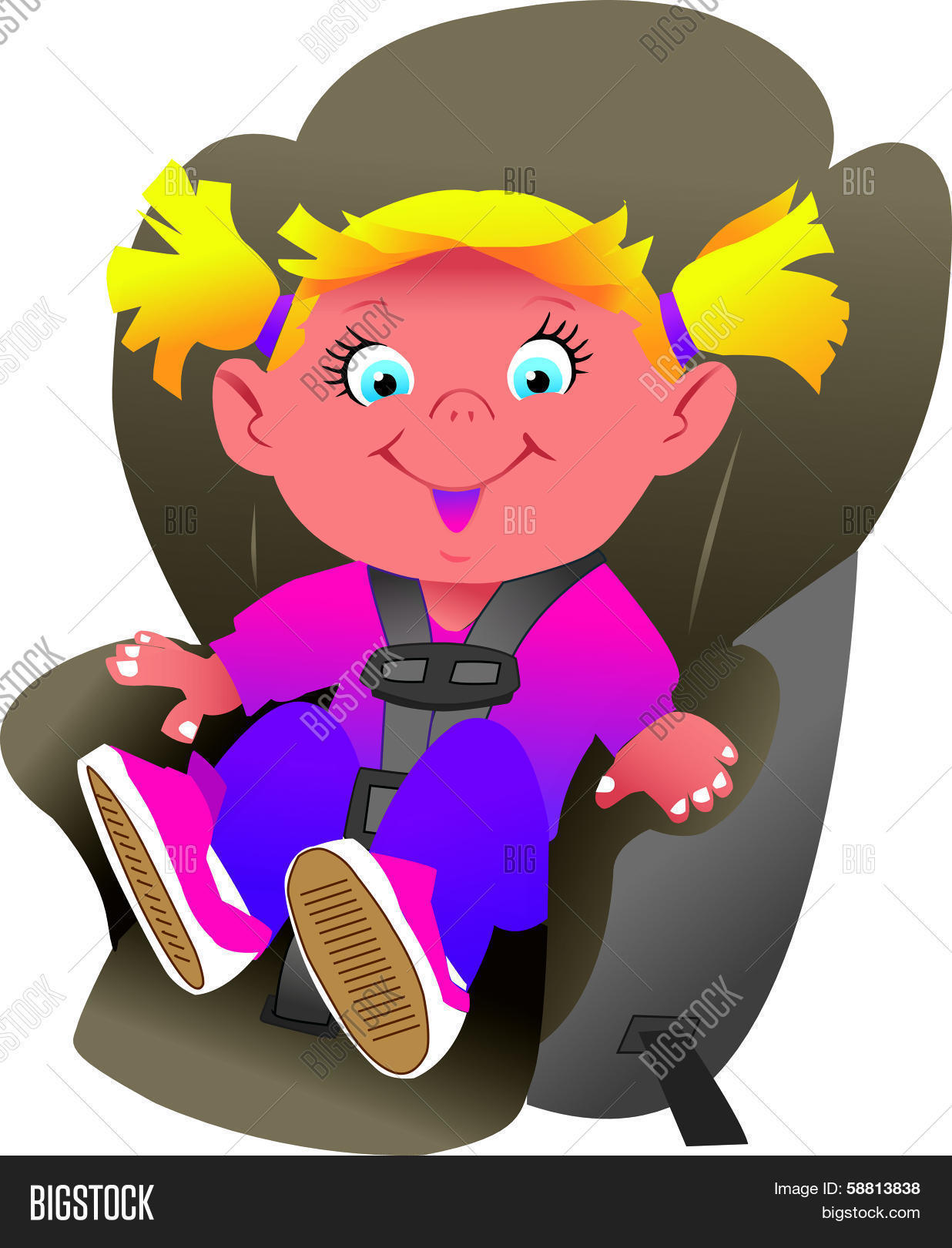 Girl Car Seat Cartoon Vector & Photo (Free Trial) | Bigstock