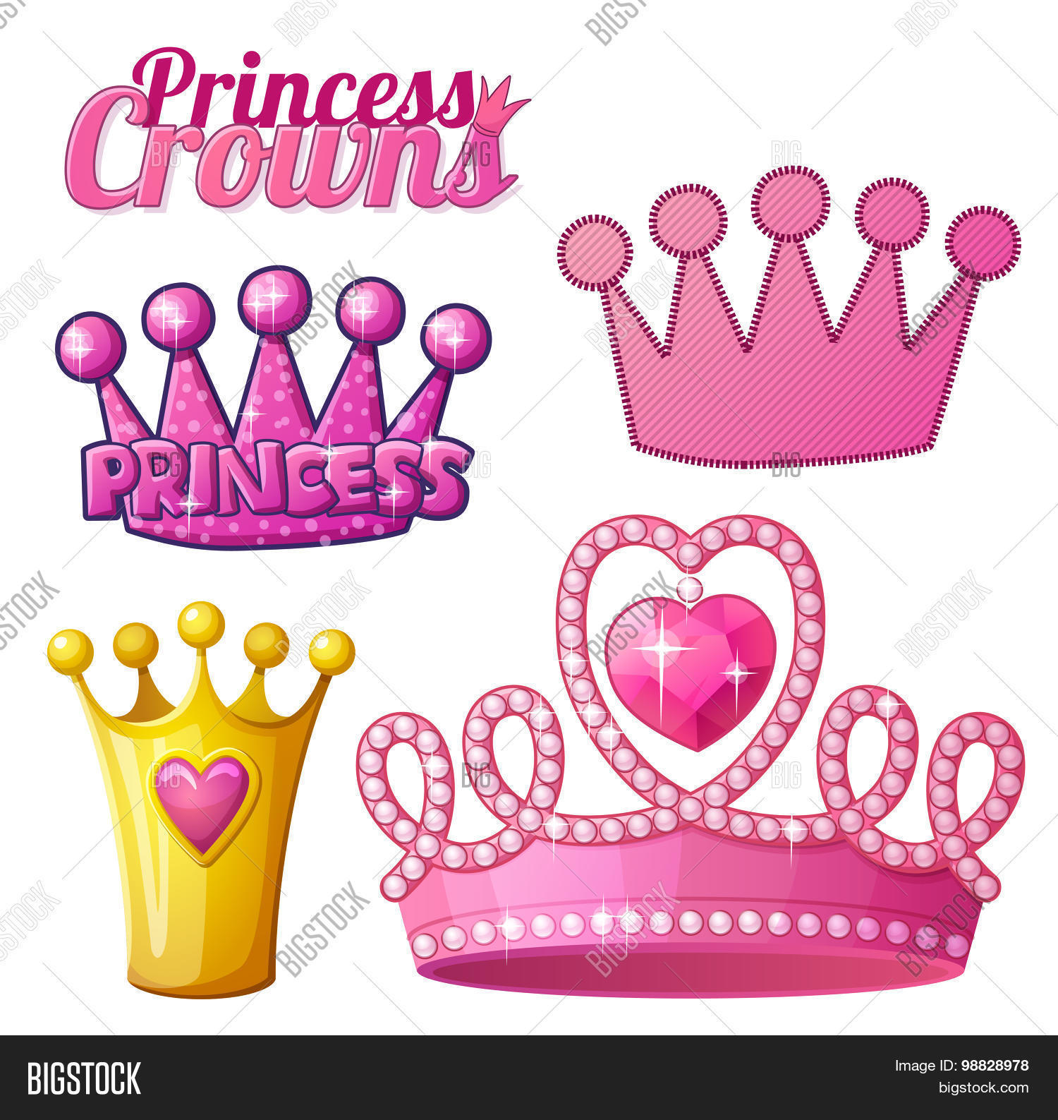 Set Princess Crowns Vector & Photo (Free Trial) | Bigstock
