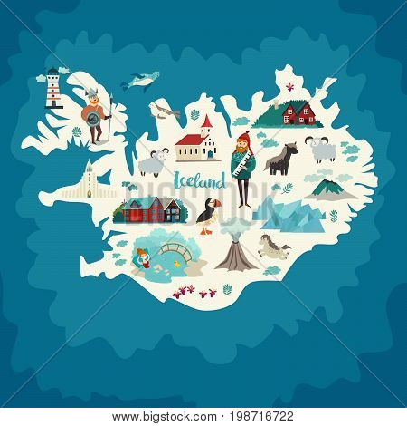 Iceland Map Landmarks Vector & Photo (Free Trial) | Bigstock