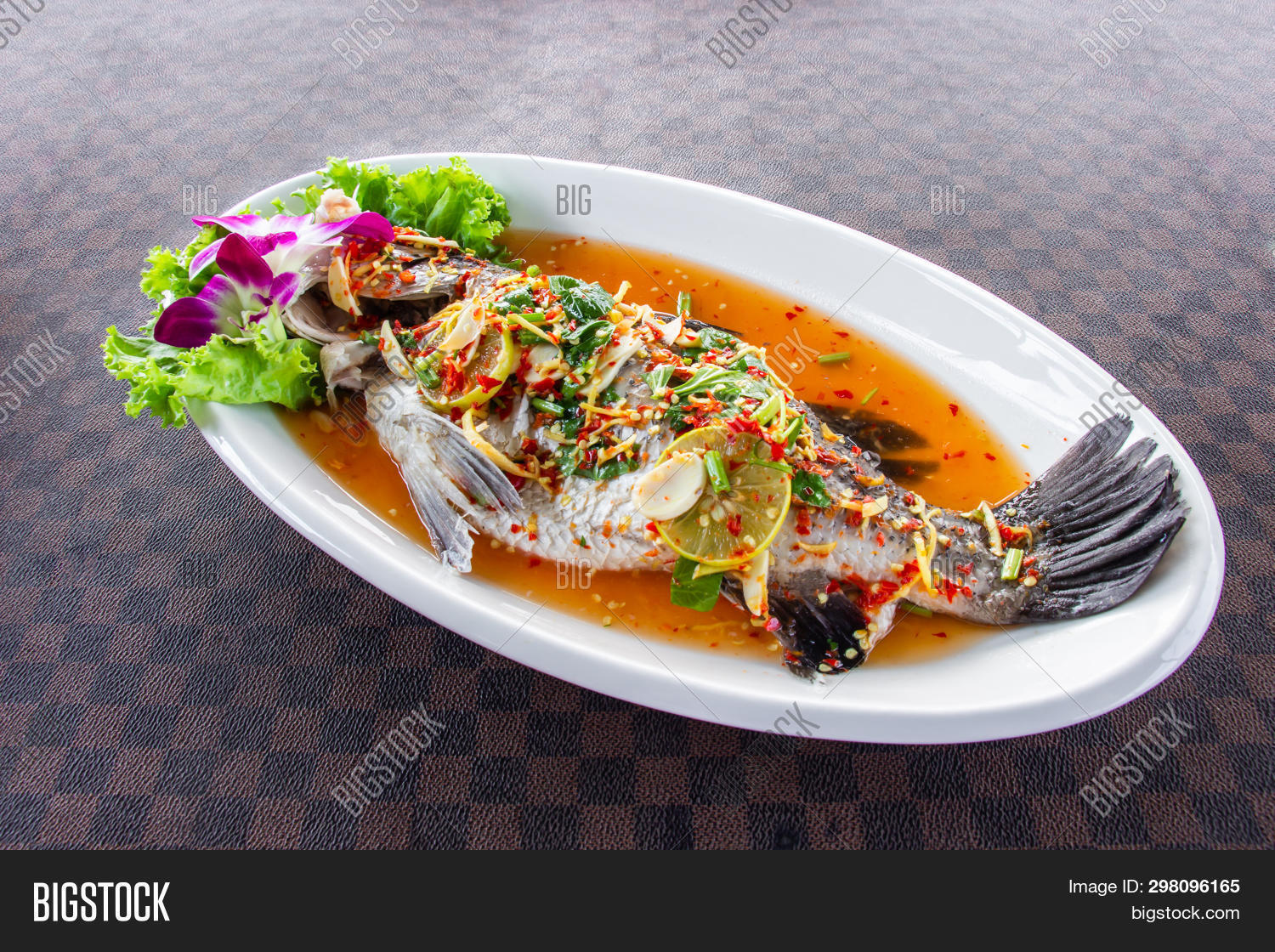 Steamed Sea Bass Fish Image & Photo (Free Trial) | Bigstock