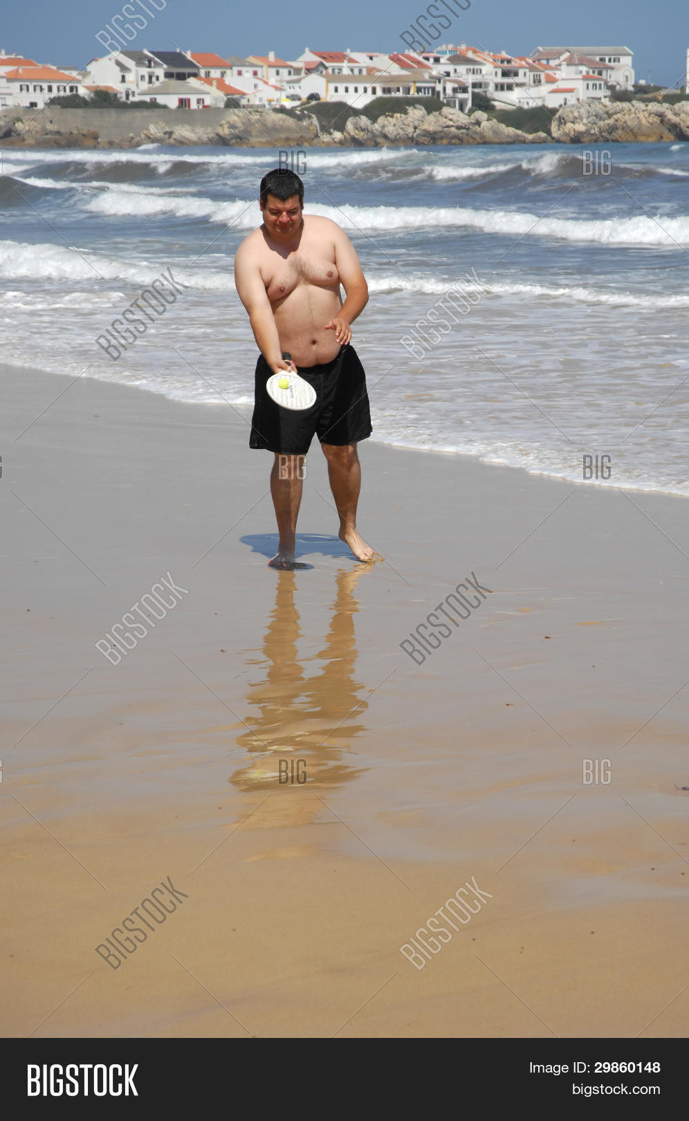Fat Man Playing Beach Image & Photo (Free Trial) | Bigstock
